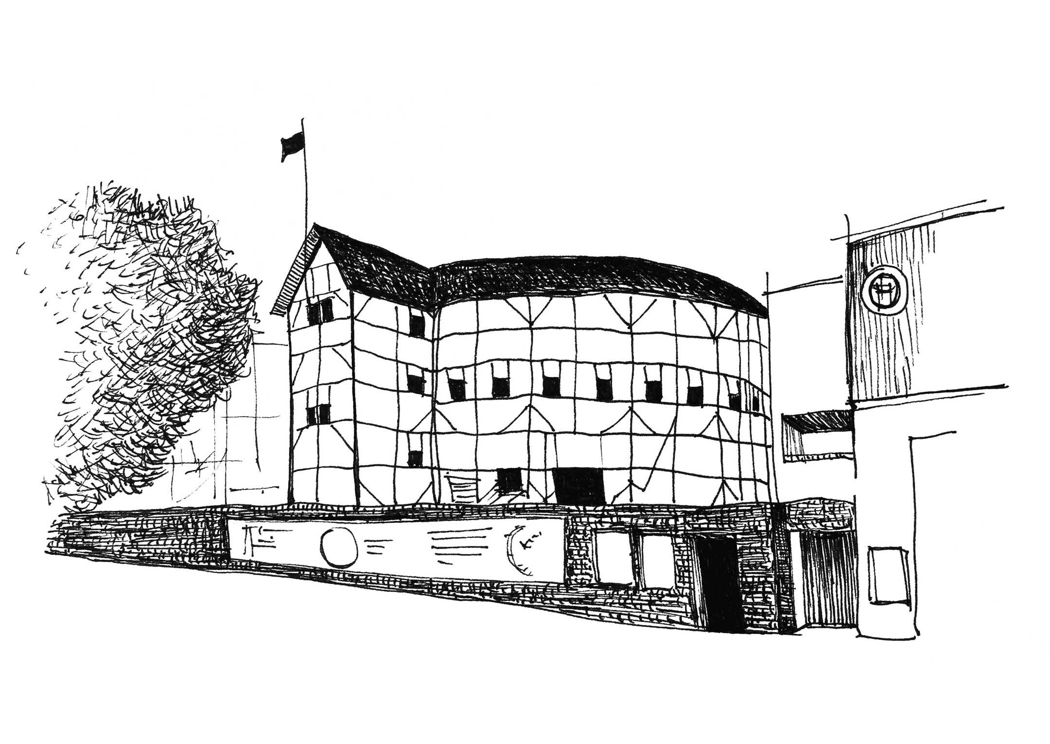 Shakespeares Globe Theater Drawing Interior Of The Globe Theatre By